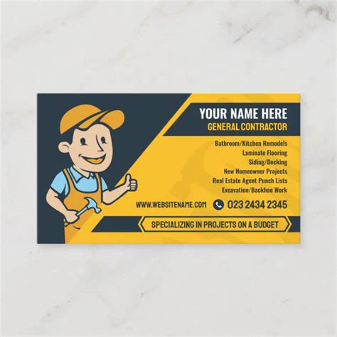 General Contractor Handyman Service Construction Business Card Zazzle