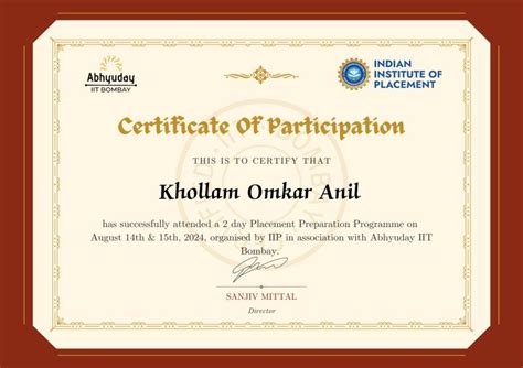 Omkar Khollam On Linkedin Iitbombay Abhyuday Placementpreparation