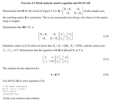 Solved Exercise 3 4 Mesh Analysis Matrix Equation And