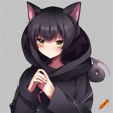 Hoodie Cute Anime Girl With Black Hair