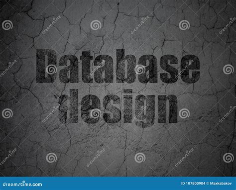 software concept database design on grunge wall background stock