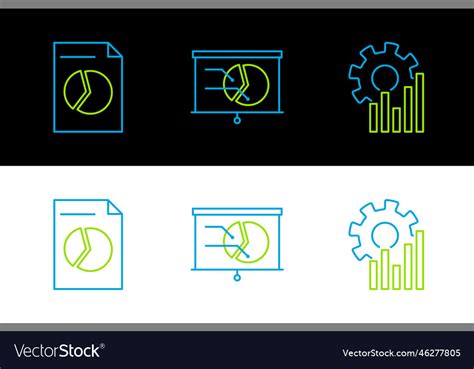 Set Line Pie Chart Infographic Document Royalty Free Vector