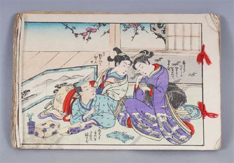 A Good 19th Century Japanese Album Of Shunga Woodblock
