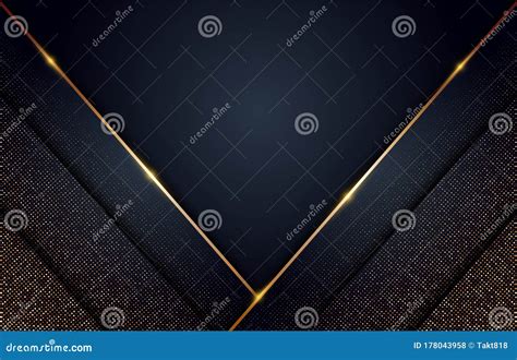Black Abstract Layer Geometric Overlaps Illustration With Golden