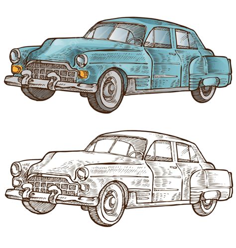 Viejo Coche De época Diseño Dibujo Arte Vector Png Dibujos Diseño