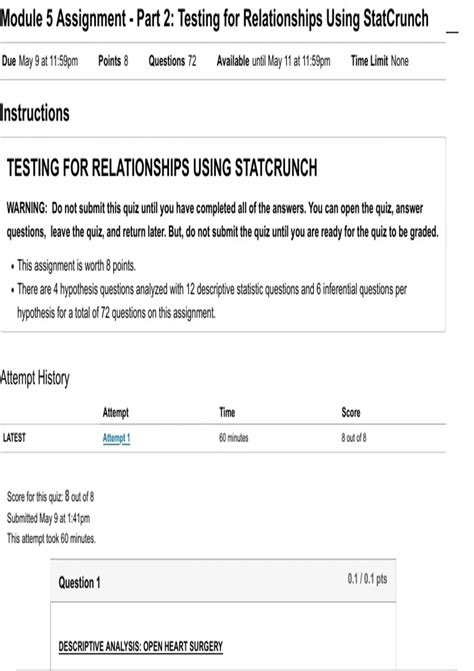 math 110 module 5 assignment part 2 testing for relationships using