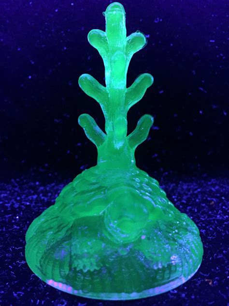 Blue Vaseline Uranium Glass Snapping Turtle Ring Tree Holder Jewelry Sea Cobalt 4618927600
