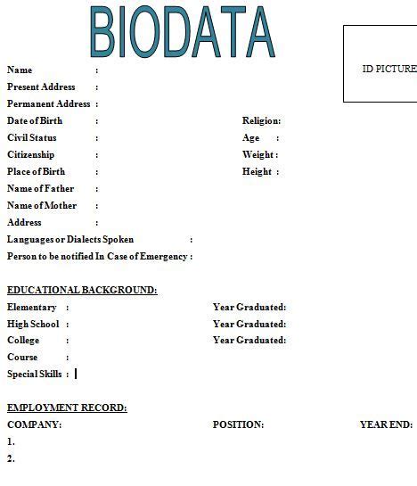 6 Simple Biodata Formats For Job Applications