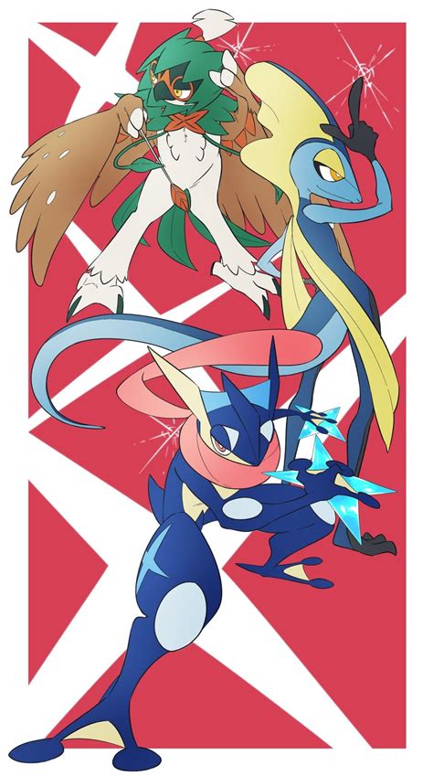 Greninja Inteleon And Decidueye Pokemon Drawn By Pkpokopoko3 Danbooru