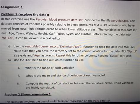 Assignment 1 Problem 1 Explore The Data In This