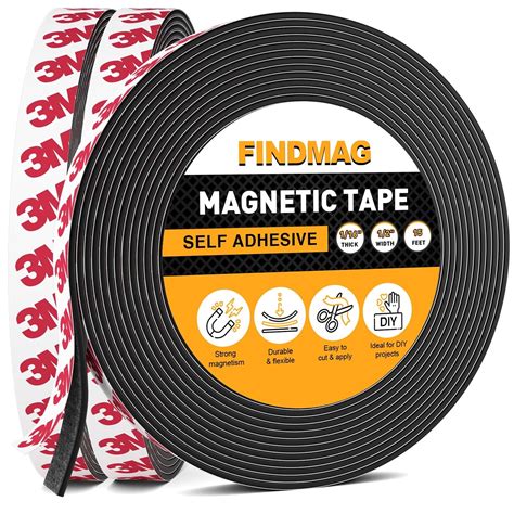 Findmag 3 Rolls 15 Feet Magnetic Tape With Strong Self Adhesive