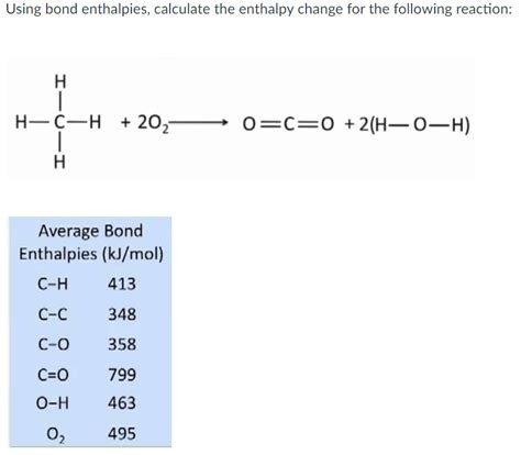 Solved Using Bond Enthalpies Calculate The Enthalpy Change Chegg