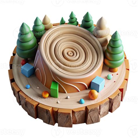 Serene Artistic Forest Tree Rings Cross Section Cutout For Science
