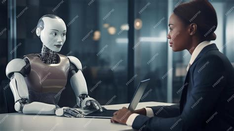 Premium Photo Futuristic Job Interview Young Black Woman Applicant