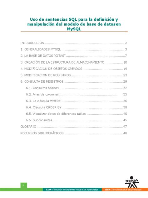 Uso De Sentencias Sql Con Ddl Dml En Mysql Pdf Sql Tabla Base De Datos