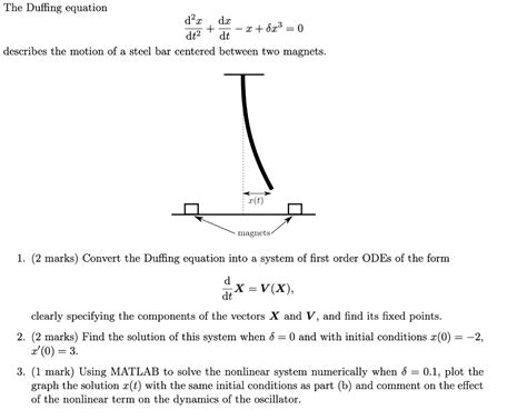The Duffing Equation Dt2d2x Dtdx−x δx3 0 Describes