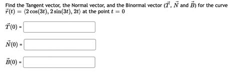 Answered Find The Tangent Vector The Normal… Bartleby