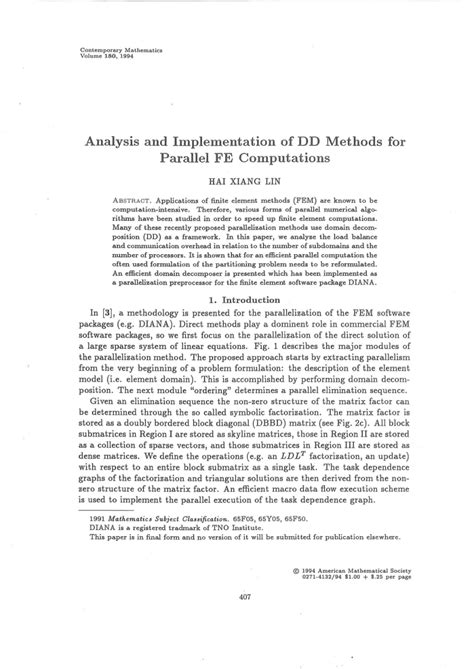 pdf analysis and implementation of dd methods for parallel fe