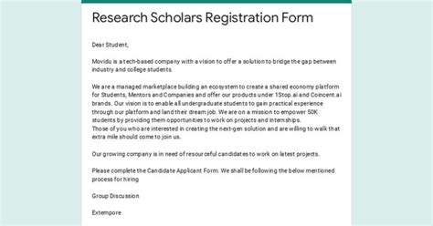 Movidu Technology Pvt Ltd On Linkedin Research Scholars Registration Form