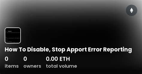 How To Disable Stop Apport Error Reporting Collection Opensea