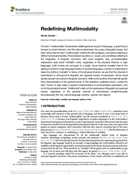 Pdf Redefining Multimodality