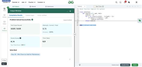 Day18of160 Dsa Gfg160 Patternmatching Kmpalgorithm Codingjourney Ram Jeeva Sajan I
