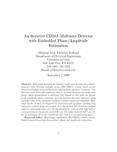 pdf an iterative cdma multiuser detector with embedded phase