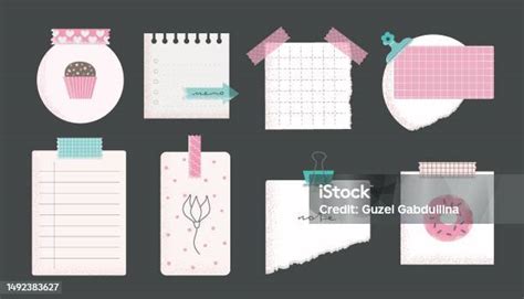 밝은 다양한 종이 스티커 메모 일정 할 일 목록 플래너 추억 사무실 스티커 벡터 삽화 세트 귀여운 메모 템플릿 0명에 대한 스톡 벡터 아트 및 기타 이미지 Istock