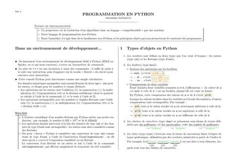 PROGRAMMATION EN PYTHON Dans Un Environnement De
