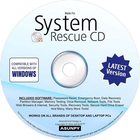 System Rescue Cd System Recovery Disk Compatible With