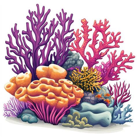 Vibrant Coral Reef Clipart For Underwater Designs Stock Illustration