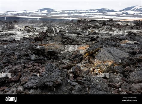 Black Lava Fields In The Northeast Of Iceland Leirhnjukur Iceland