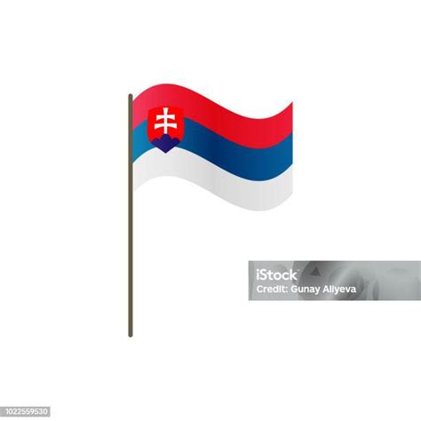 슬로바키아는 깃대에 깃발 공식 색상 하 고 올바르게 비율 벡터 일러스트 레이 션 격리 슬로바키아 깃대에 깃발을 흔들며 0명에 대한 스톡 벡터 아트 및 기타 이미지 Istock