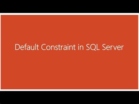 Default Constraint in SQL Server in Hindi | Vol 4 | Sunil Singh Tech Classes - YouTube
