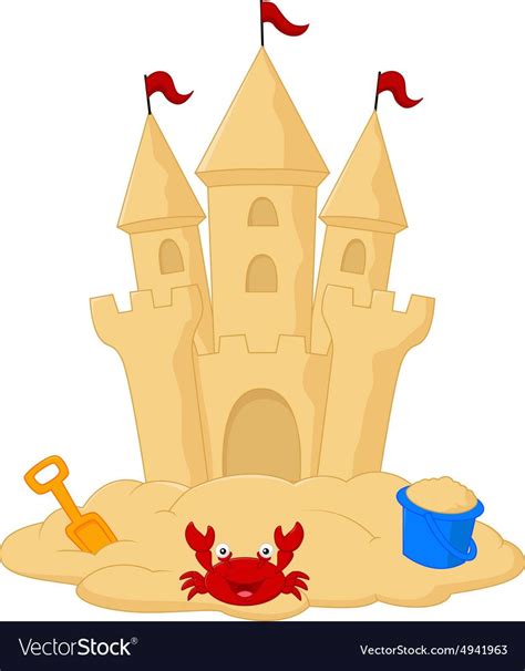 Sand Castle Cartoon Vector Illustration Cartoon Sand Castle Drawing