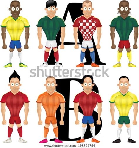 Vector Cartoon Illustration Soccer Players Isolated Stock Vector