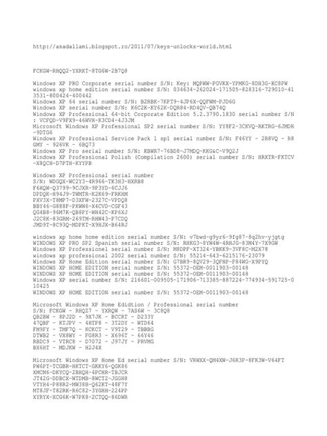 Windows Xp Serial Number Pdf Windows Xp Microsoft Windows