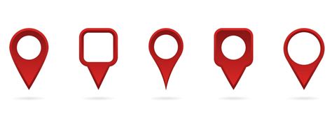 Red Location Pointer Set On White Background Red GPS Tag And Thumbtack Sign Collection Map