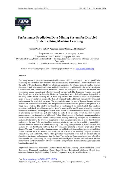 Pdf Performance Prediction Data Mining System For Disabled Students