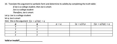 Solved 10 Translate This Argument To Symbolic Form And Chegg Com