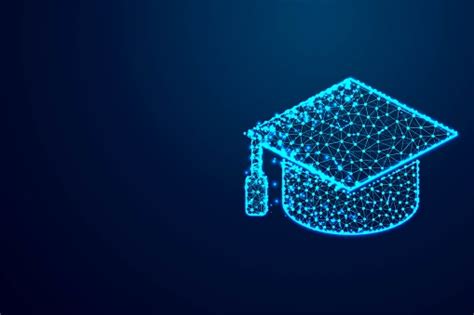 졸업 캡 추상 낮은 폴리 와이어 프레임 디자인 점과 선을 연결에서 벡터 일러스트레이션 공부에 대한 스톡 벡터 아트 및 기타 이미지 공부 교육 높은 곳 Istock