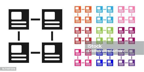 흑백 배경에서 격리된 블랙 비즈니스 계층 구조 의 도노그램 차트 인포그래픽 아이콘 기업 조직 구조 그래픽 요소 다채로운 아이콘을 설정합니다 벡터 개념에 대한 스톡 벡터 아트