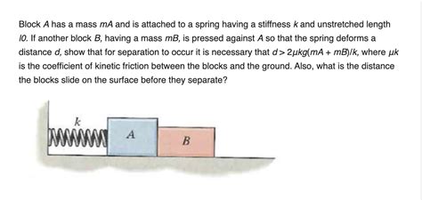 Solved Block A Has A Mass Ma And Is Attached To A Spring