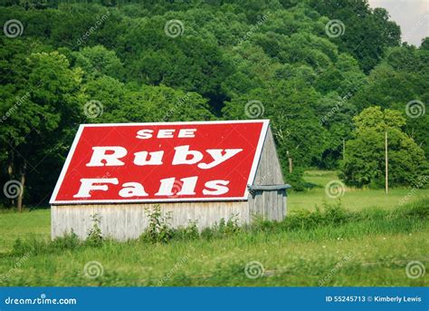 One Of Many Signs See Ruby Falls On The Side Of A Barn Stock Image Image Of Ruby Summer