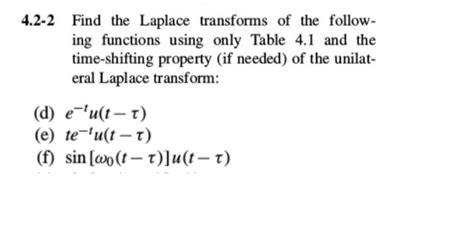 solved 4 2 2 find the laplace transforms of the follow ing