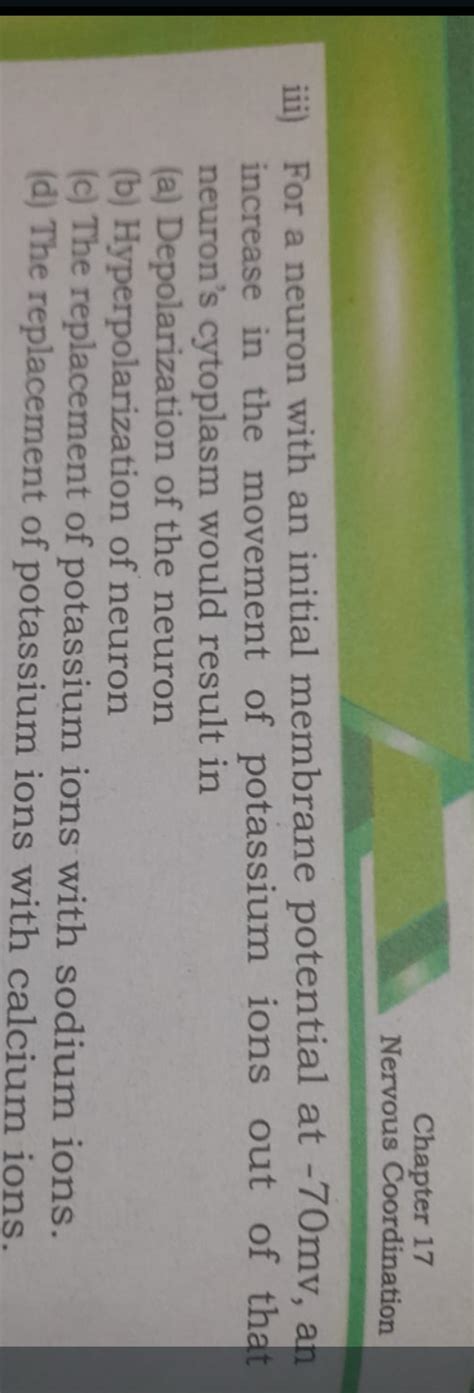 Chapter 17nervous Coordinationiii For A Neuron With An Initial Membran
