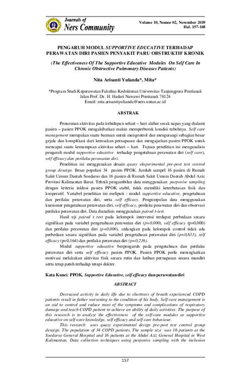 Pdf Pengaruh Modul Supportive Educative Terhadap Perawatan Diri