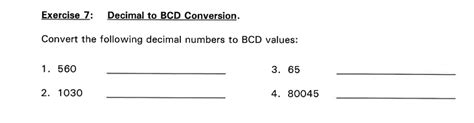 Solved Exercise Decimal To BCD Conversion Convert The Chegg
