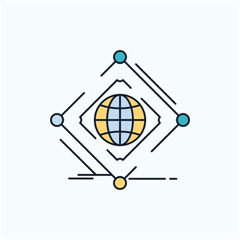 Complex Global Internet Net Web Flat Icon Green And Yellow Sign