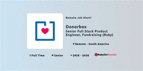 Senior Full Stack Product Engineer Fundraising Ruby Remote Job At